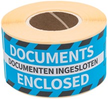 Waarschuwingsetiket Rillprint documents enclosed 46x125mm blauw DEKAS 2021