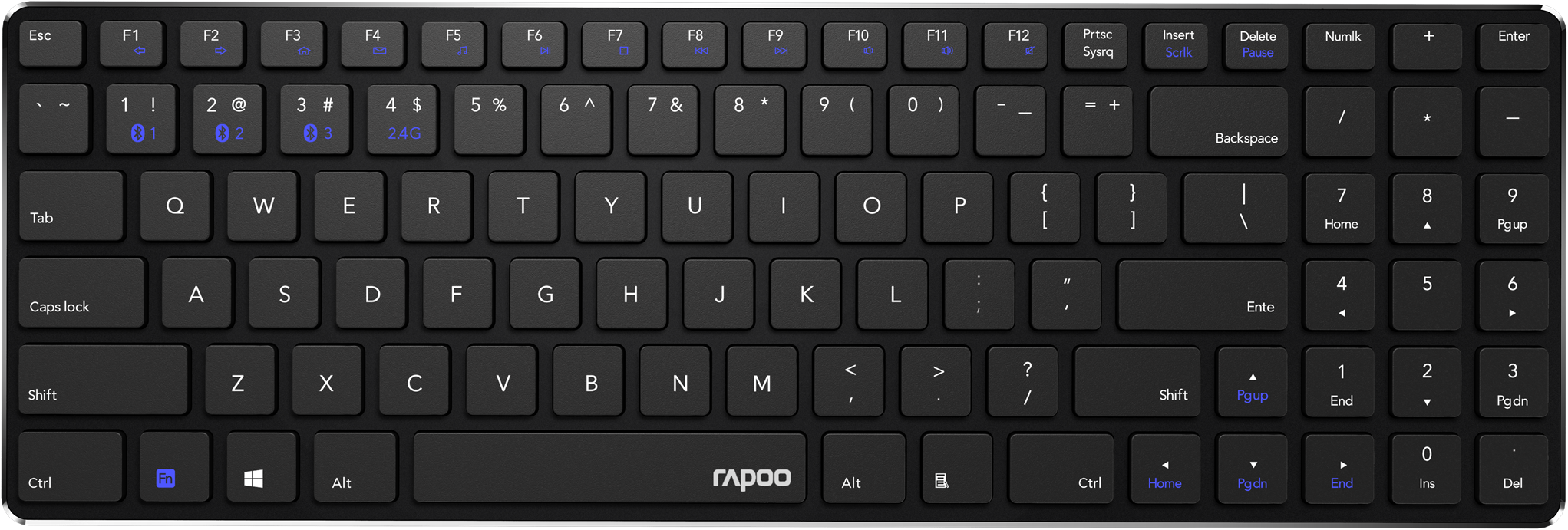 Toetsenbord Rapoo E9100M Multi mode wireless zwart bij Dekas